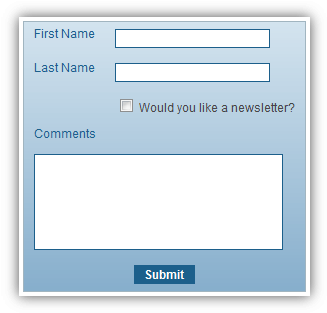 Sample Form with Background Gradient - Caspio Online Help