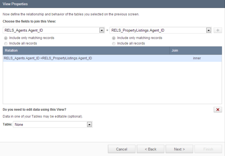 Creating a View to Join Tables - Caspio Online Help