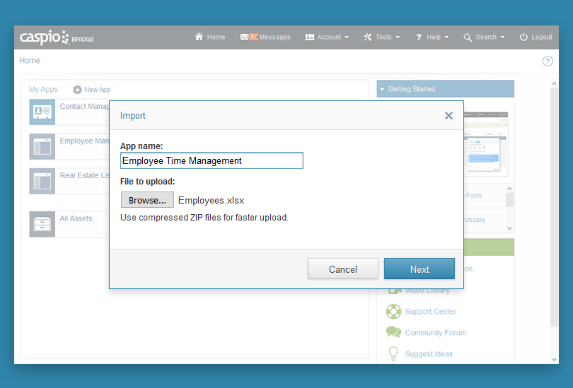 Creating A New App Container Caspio Online Help