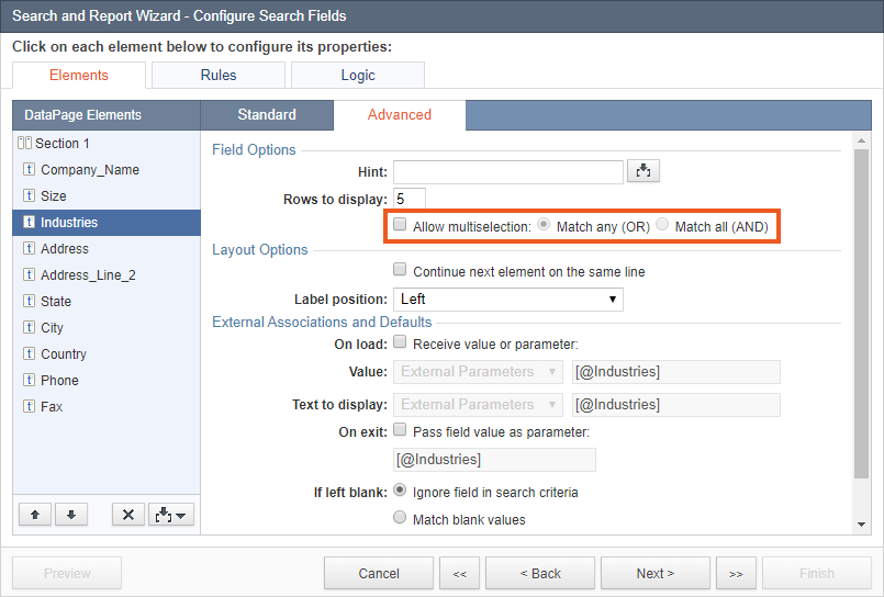 Multi select Listboxes In Search Forms Caspio Online Help