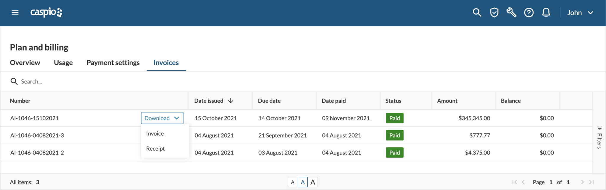 Payment History - Caspio Online Help