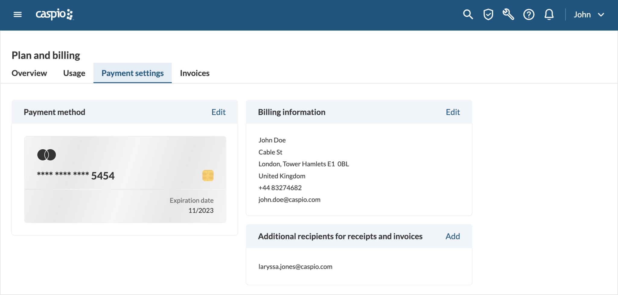 Updating Payment Information - Caspio Online Help